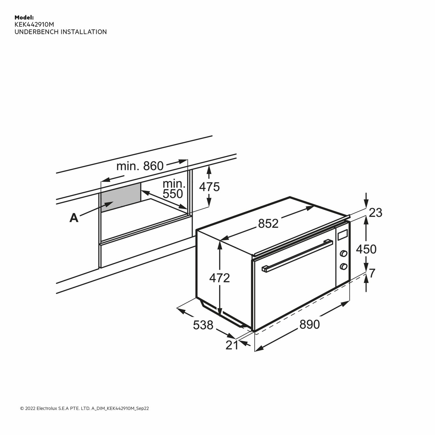 Four encastrable de 90 cm de la série 5000 avec une capacité de 81L ...